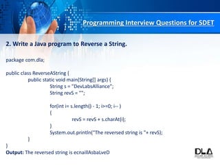 Top 20 java programming interview questions for sdet | PPT