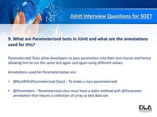 Top 20 Junit interview questions for sdet | PPTX