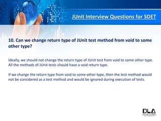 Top 20 Junit interview questions for sdet | PPTX