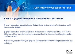 Top 20 Junit interview questions for sdet | PPTX