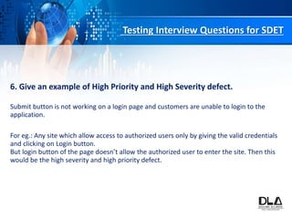 Top 20 software testing interview questions for sdet | PPT