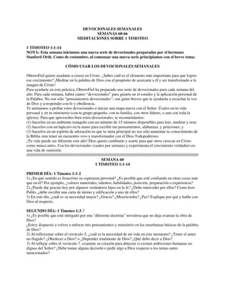 Devocional meditaciones en 1 timoteo | PDF