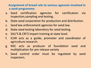 Development of seed programmes | PPTX