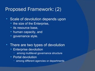 Devolution in a virtual enterprise | PPT