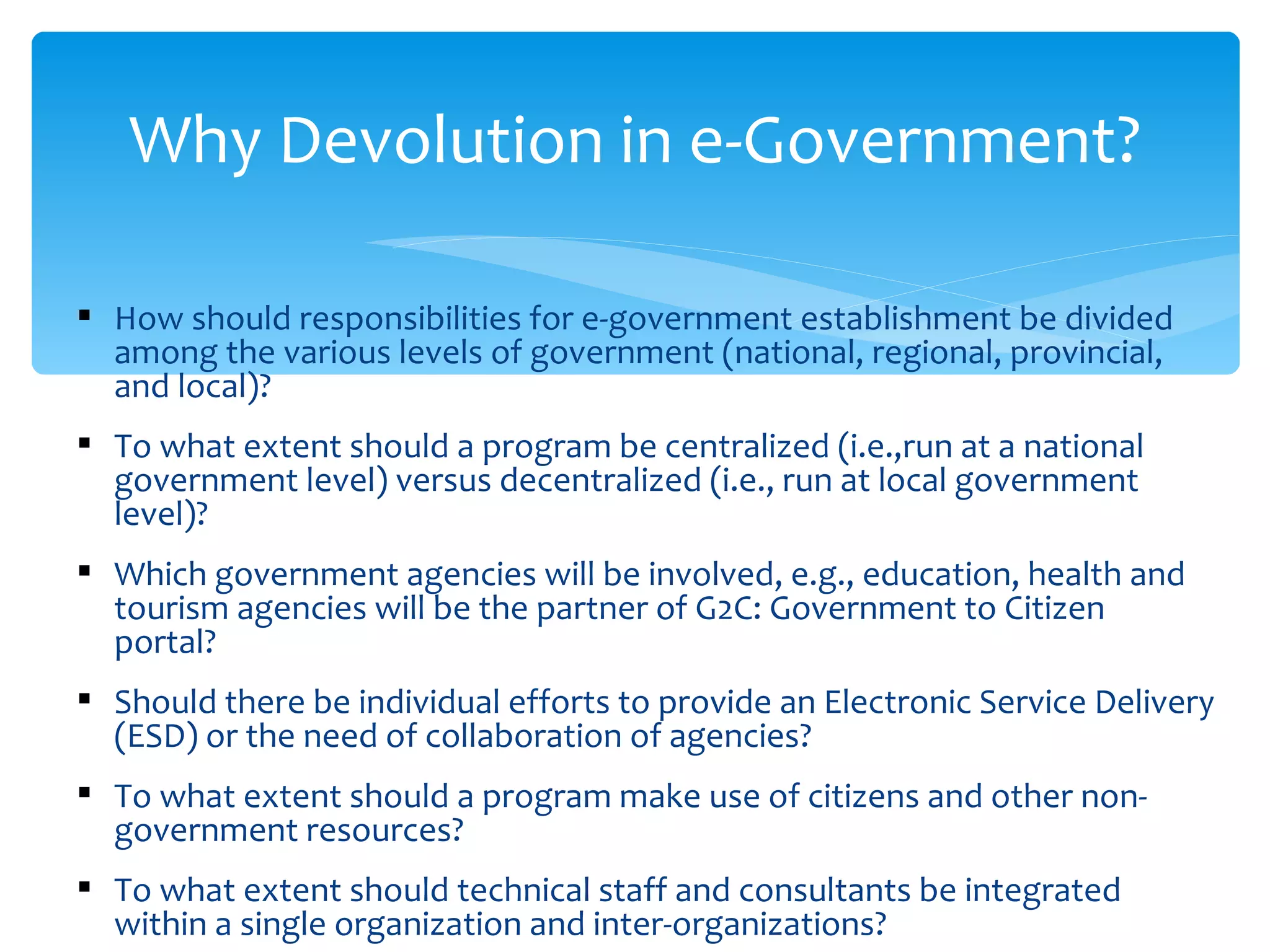 Devolution of e governance among multilevel government structure v3 | PPT