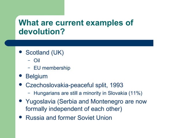 Devolution and Supranationalism | PPT