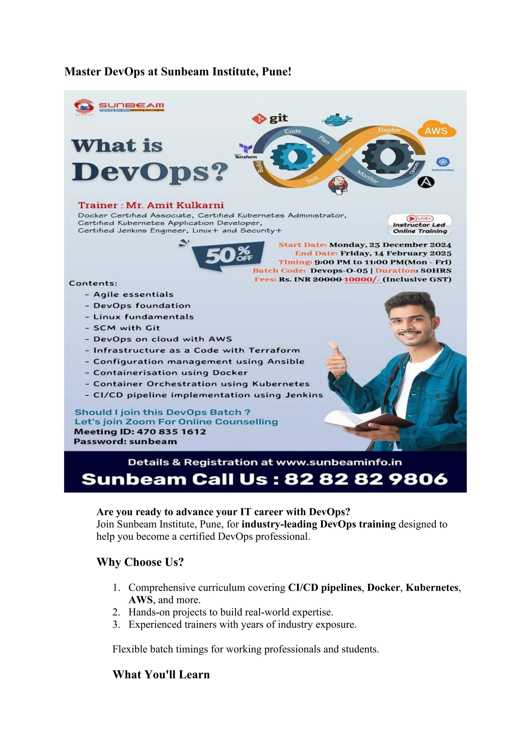 Boost Your IT Career with DevOps Classes at Sunbeam Institute Pune! | PDF