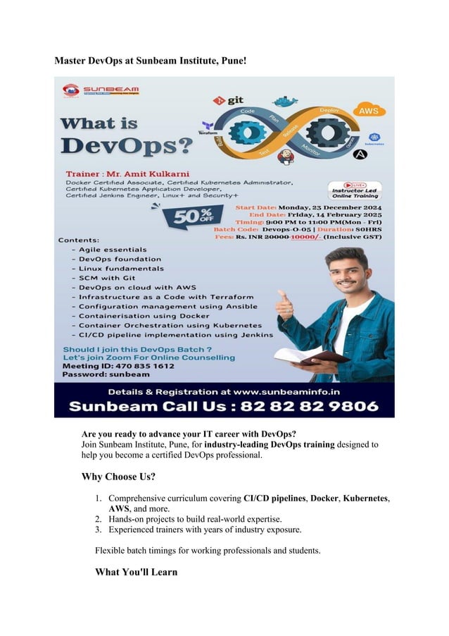 Boost Your IT Career with DevOps Classes at Sunbeam Institute Pune! | PDF