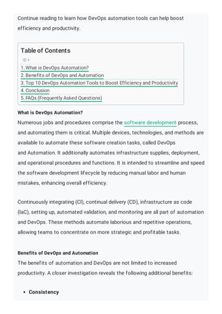 DevOps Automation: Boosting Efficiency and Productivity | PDF | Cloud ...