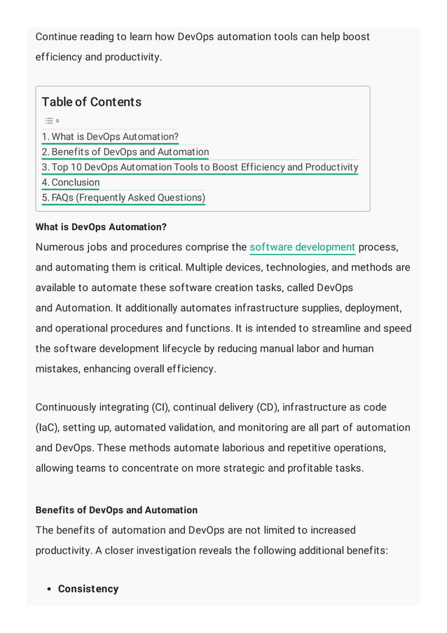 Devops Automation Boosting Efficiency And Productivity Pdf Cloud Computing Internet