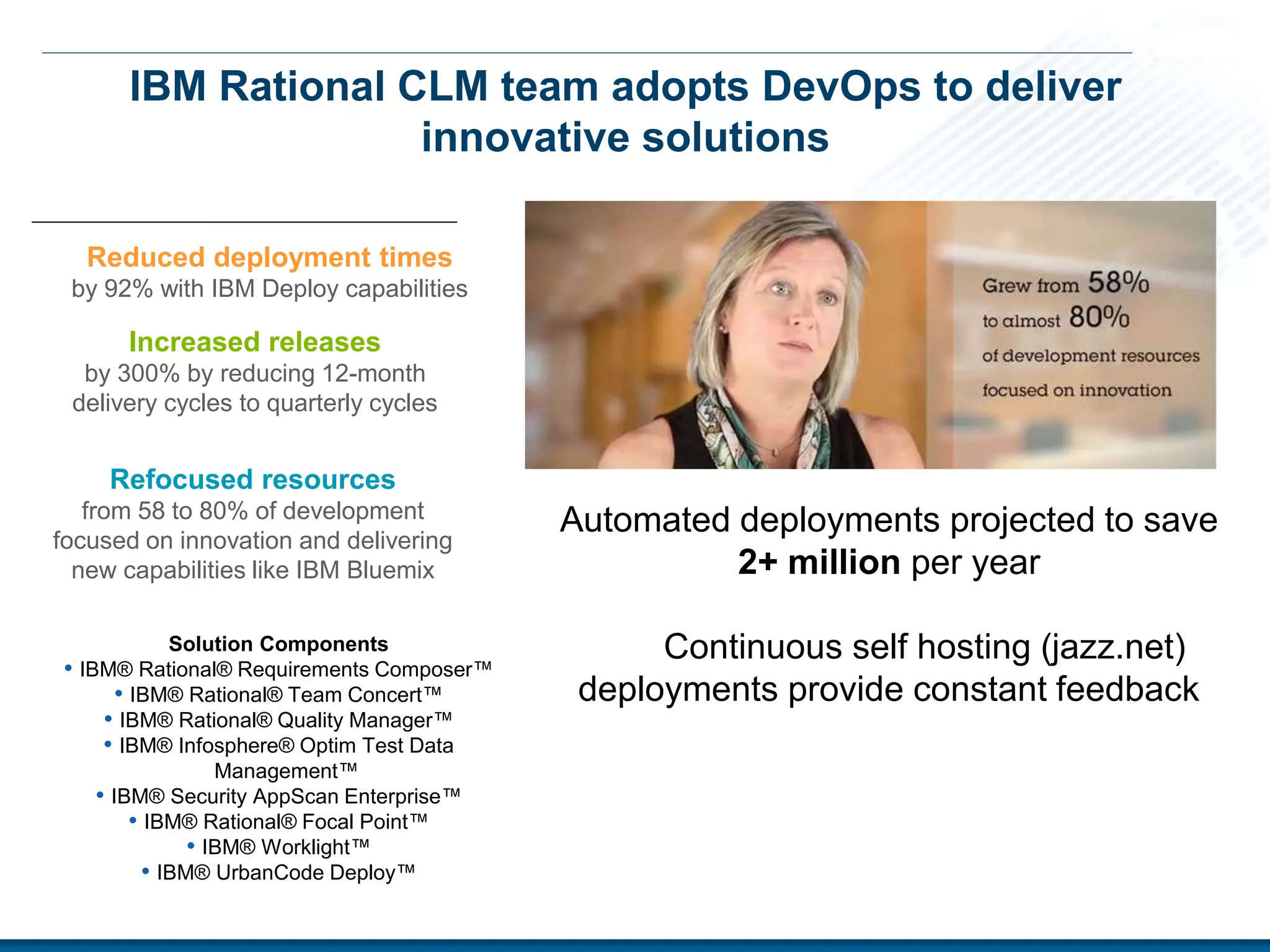 Devops transformation in the Rational Collaborative Lifecycle ...