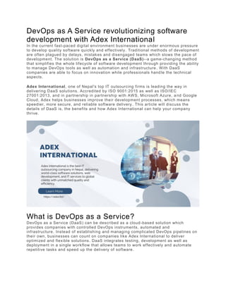 DevOps as A Service revolutionizing software development with Adex ...