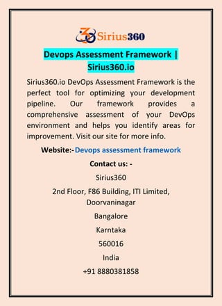 Devops Assessment Framework | Sirius360.io