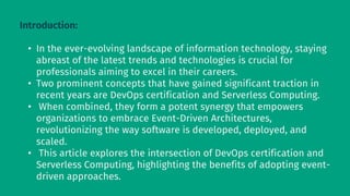 DevOps Certification and Serverless Computing Embracing Event-Driven Architectures.pptx