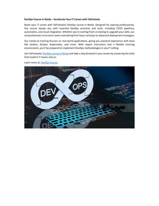 DevOps Course in Noida – Accelerate Your IT Career with Tafrishaala | PDF