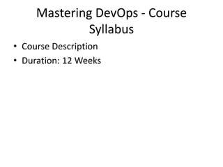 DevOps Course Syllabus - Contenu du programme Devops | PPT