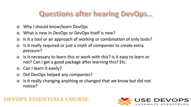 Dev Ops Essentials Course | PPT