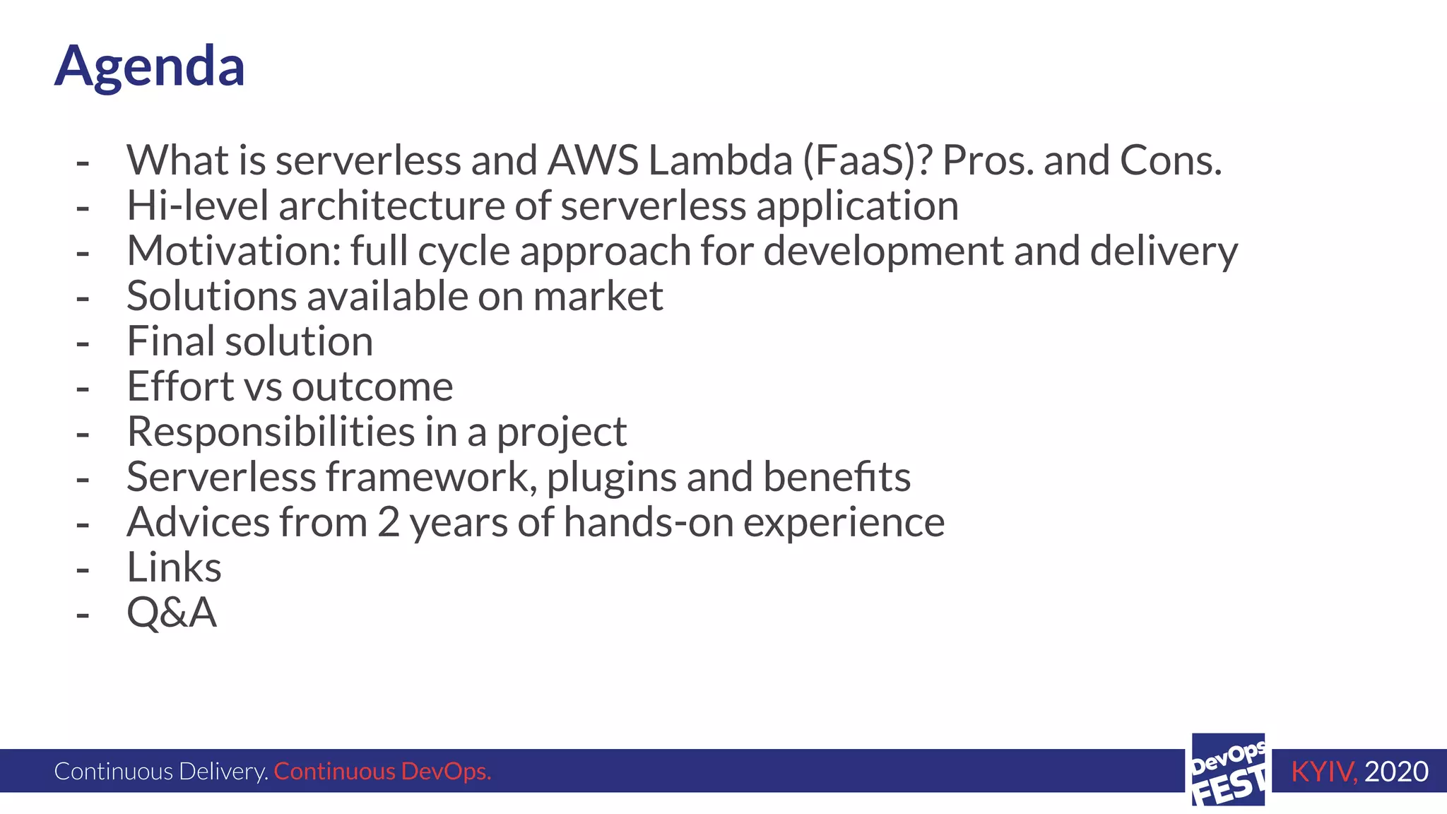 Devops Fest 2020 Андрей Шишенко Cicd For Aws Lambdas With Serverle