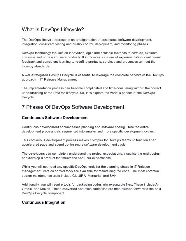 DevOps Lifecycle - What is it? Phases, tools, and definition. | PDF