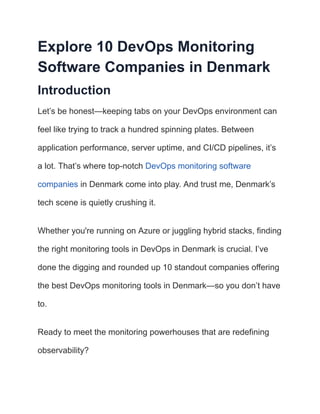 Explore 10 DevOps Monitoring Software Companies in Denmark | PDF