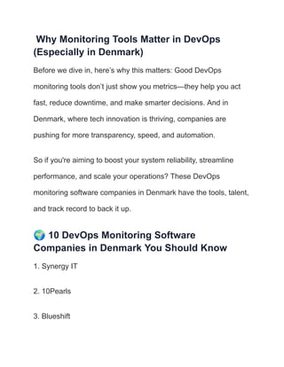 Explore 10 DevOps Monitoring Software Companies in Denmark | PDF