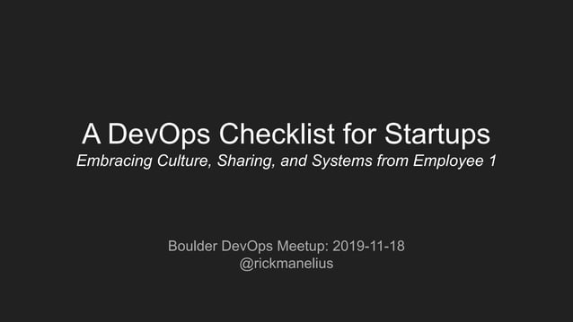 A DevOps Checklist for Startups | PPT