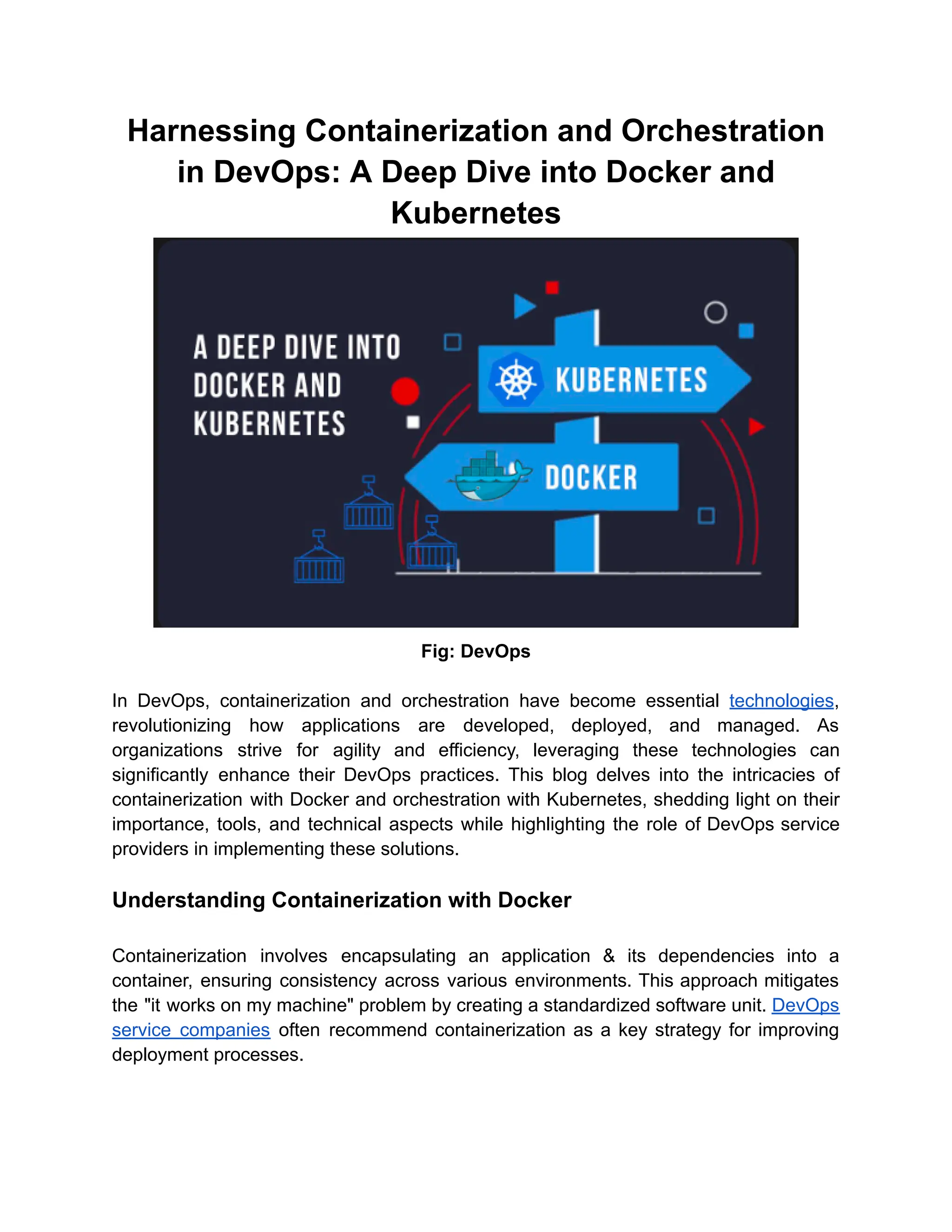 Harnessing Containerization And Orchestration In Devops A Deep Dive