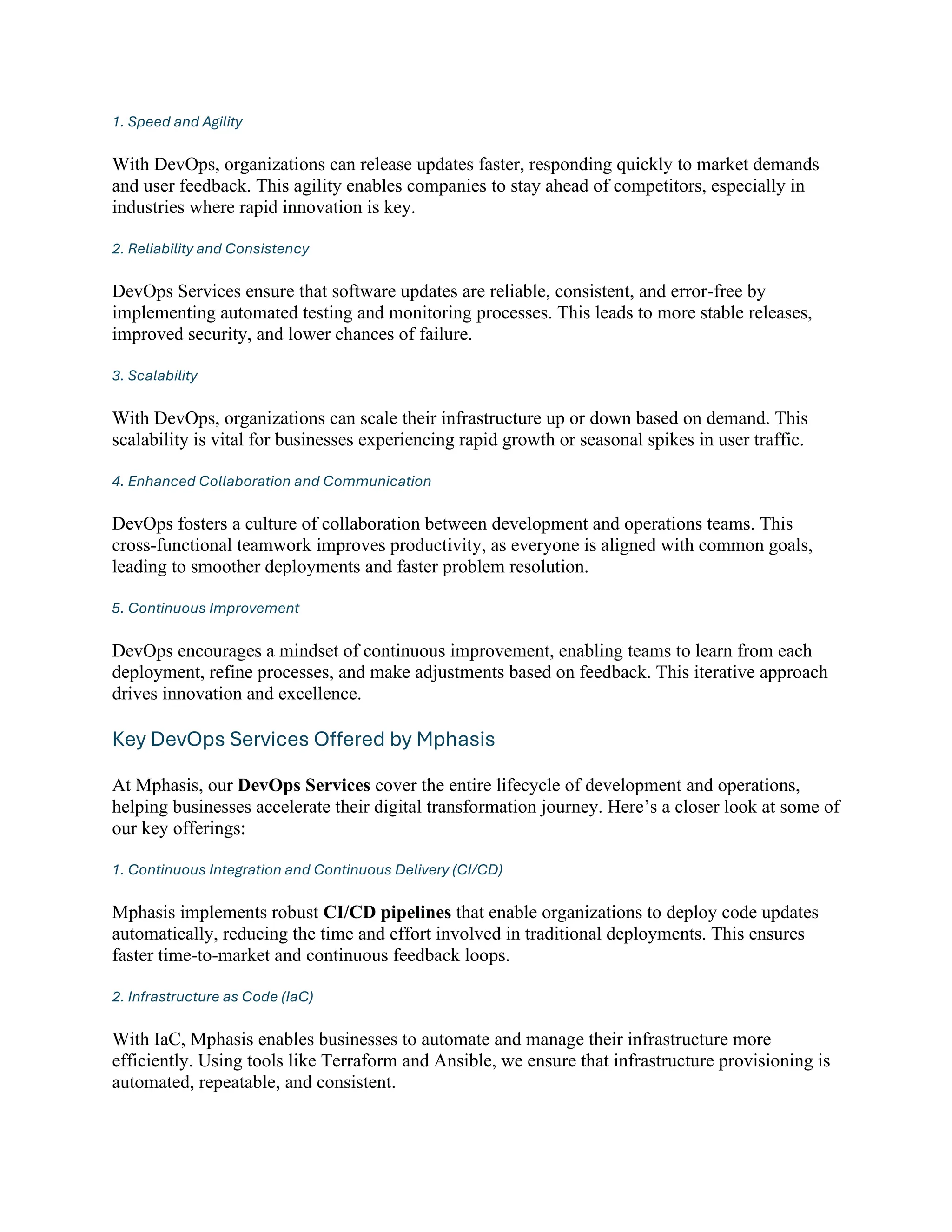 Powering Innovation Through DevOps Services: How Modern Enterprises Thrive with Mphasis | PDF