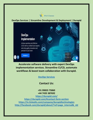 DevOps Services | Streamline Development & Deployment | Durapid | PDF