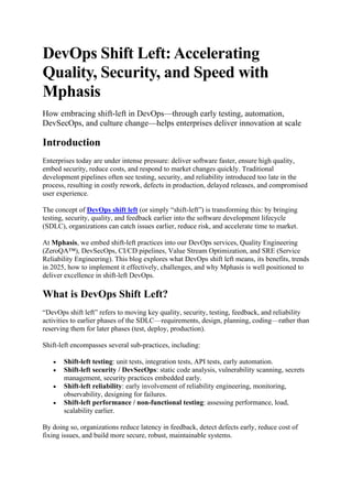 DevOps Shift Left: Accelerating Quality, Security, and Speed with ...