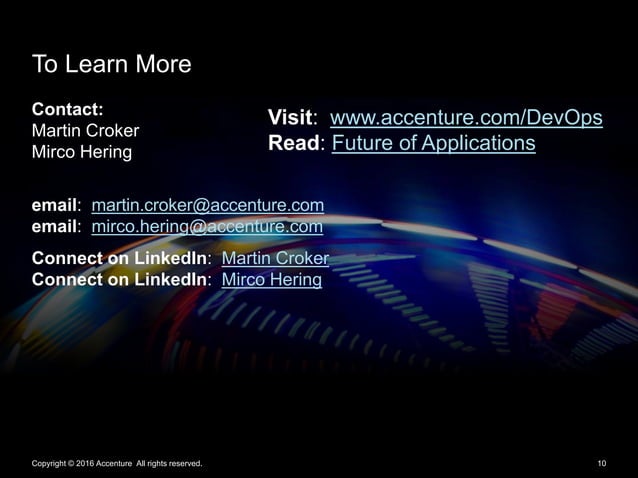 Accenture DevOps: Delivering applications at the pace of business | PPTX