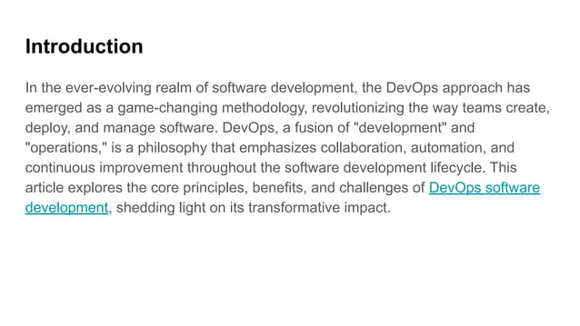 DevOps in Software Development | Streamlining Processes for Agile Success | PPT