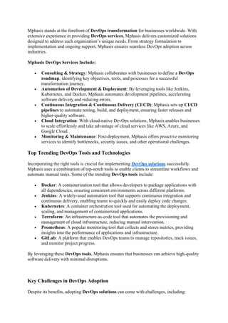 DevOps Solutions for Seamless Integration: Unlocking Business Agility and Efficiency | Mphasis | PDF