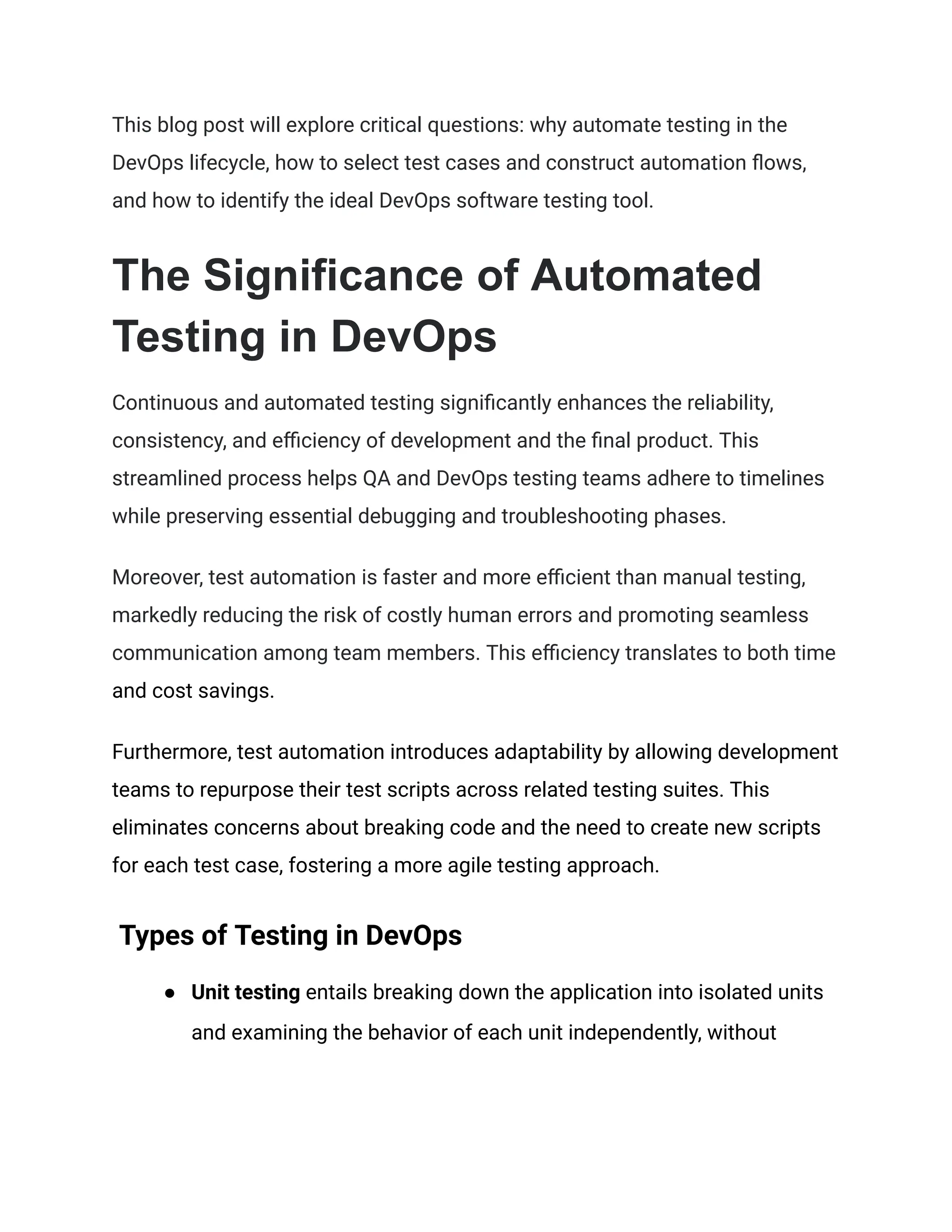Devops Test Automation Its Significance Types And Tools Pdf