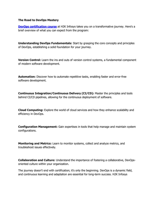 Devops Training At H2k Infosys Pdf