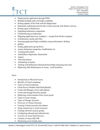 DevOps kurs trajnimi ne Tirana Center of Technology | PDF