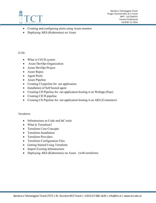 DevOps kurs trajnimi ne Tirana Center of Technology | PDF