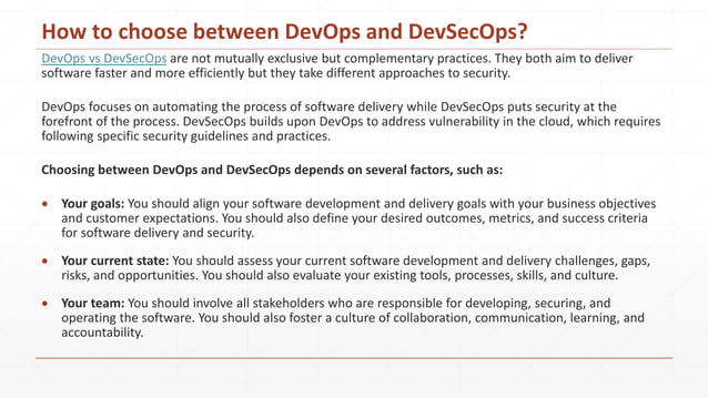 DevOps vs DevSecOps: How to Balance Speed and Security in Software Development | PPT