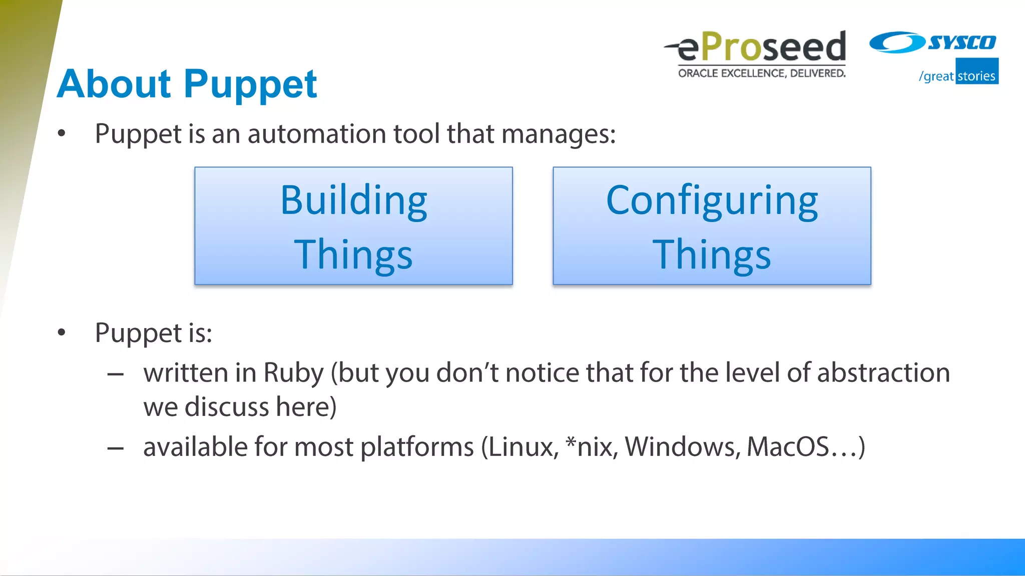 Driving DevOps for Oracle with the orawls Puppet Modules | PPT