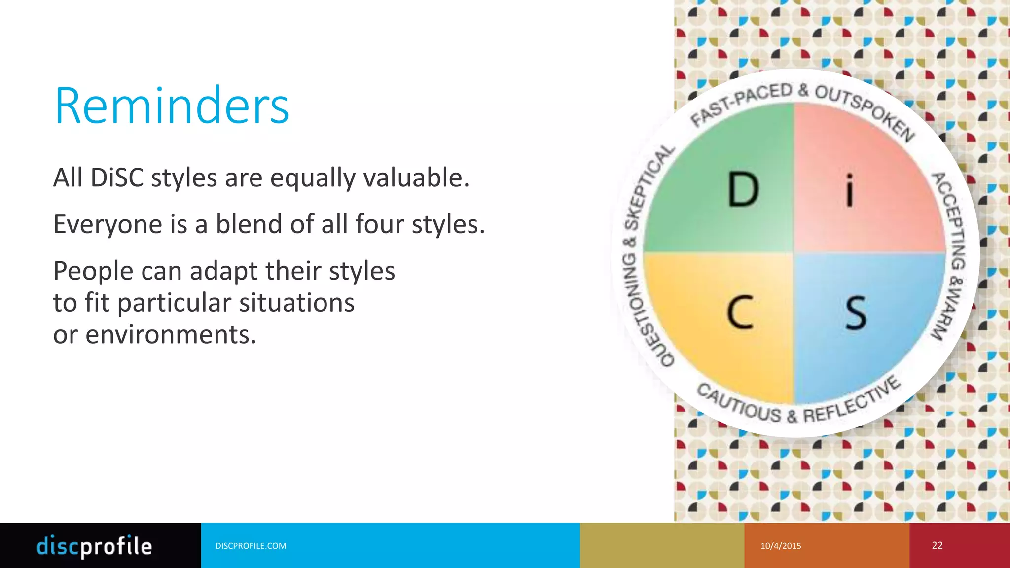 DiSC Personality Styles - Styles de personnalités DISC | PPT
