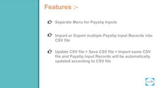 Import Payslip Input in odoo (Hr Payroll odoo ) | PPTX | Business | Business and Finance