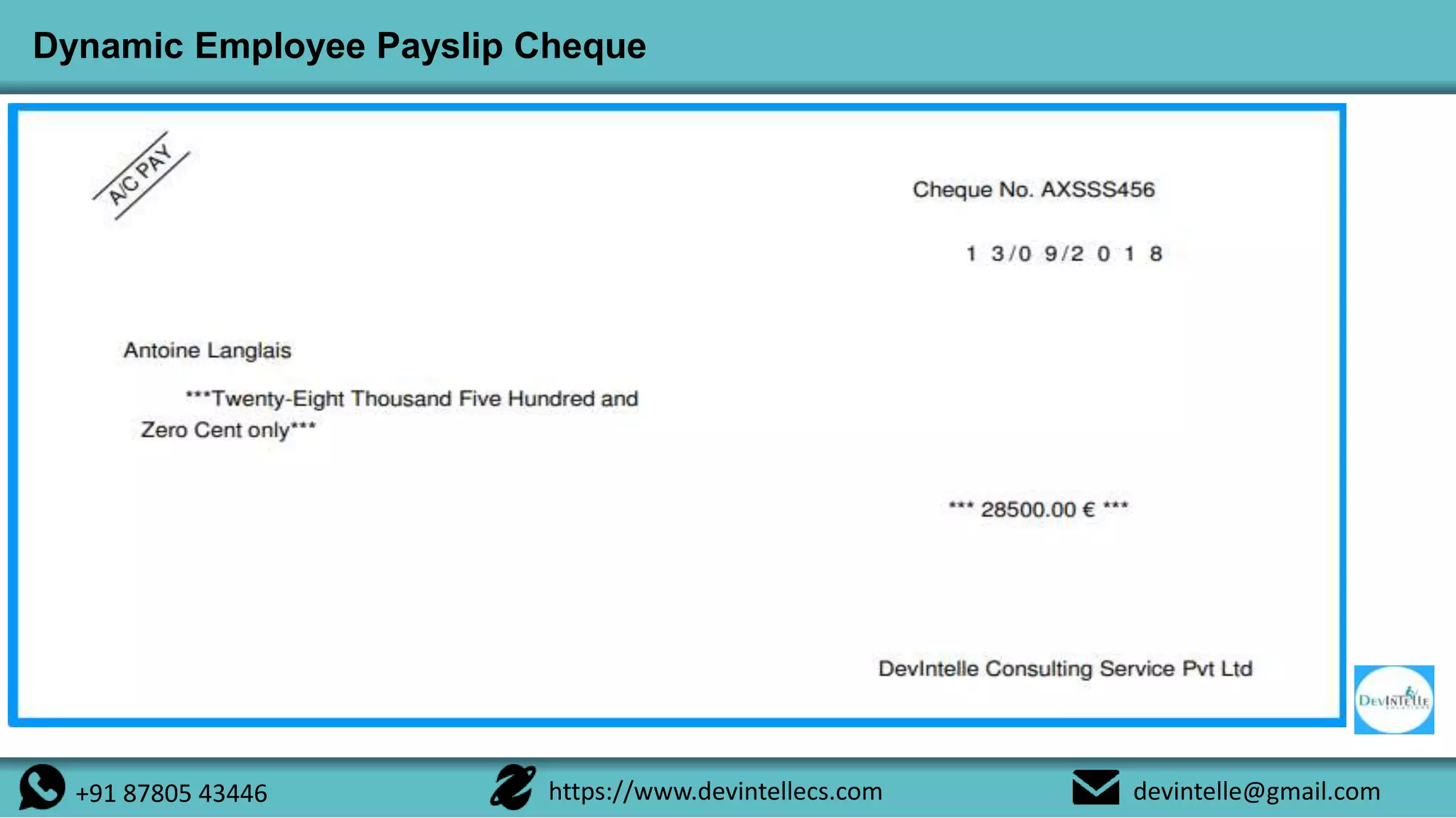 DYNAMIC PRINT PAYSLIP CHEQUE - CHECK WRITING | PPT