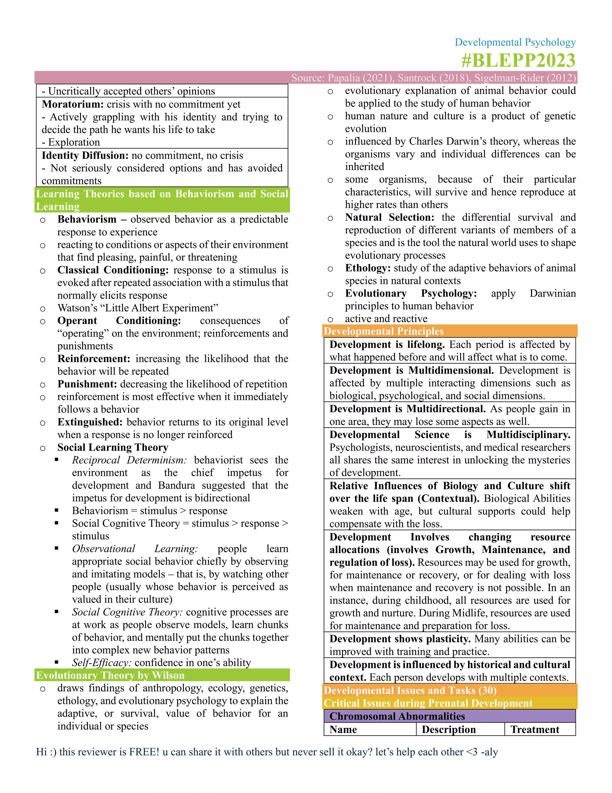 BLEPP Reviewer - Developmental Psychology | PDF