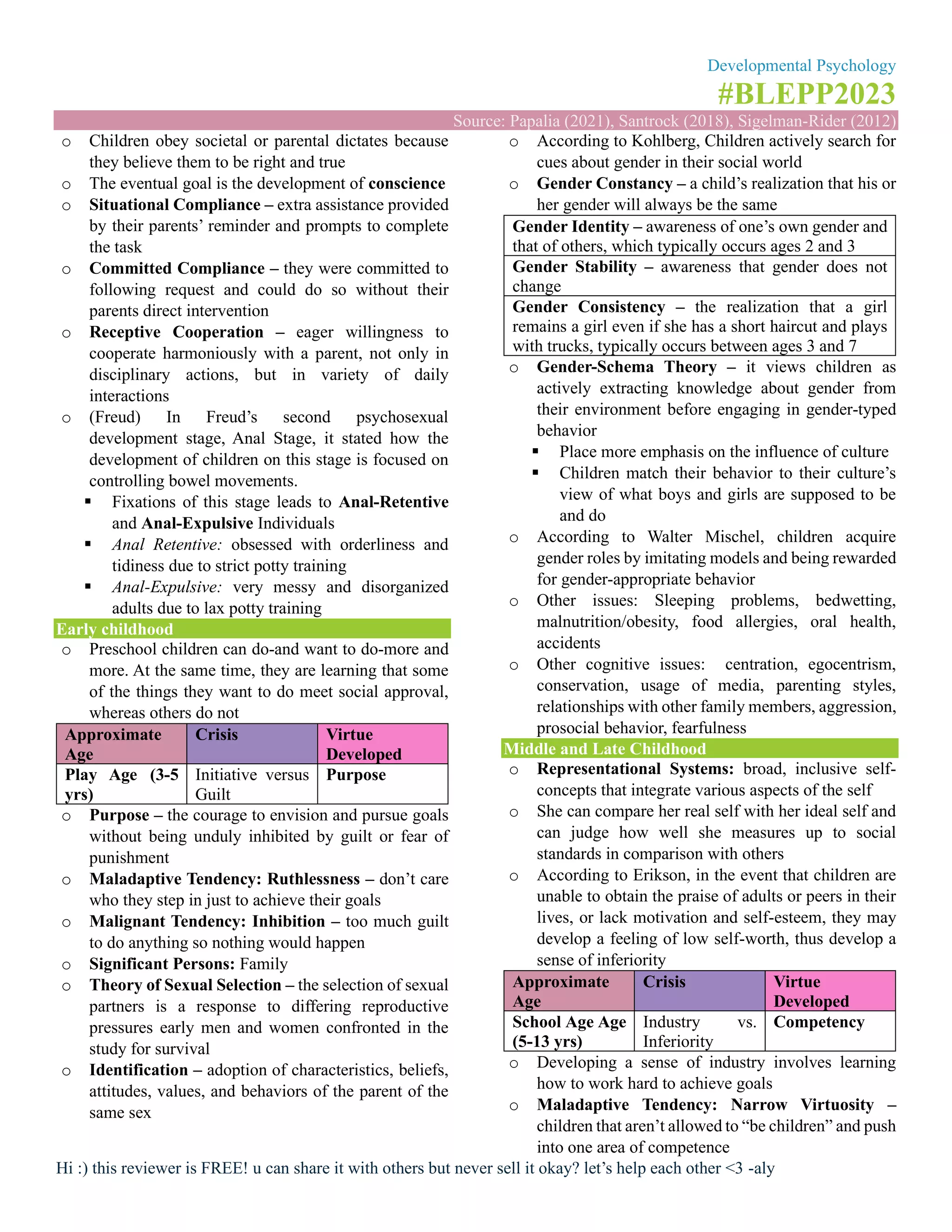 BLEPP Reviewer - Developmental Psychology | PDF