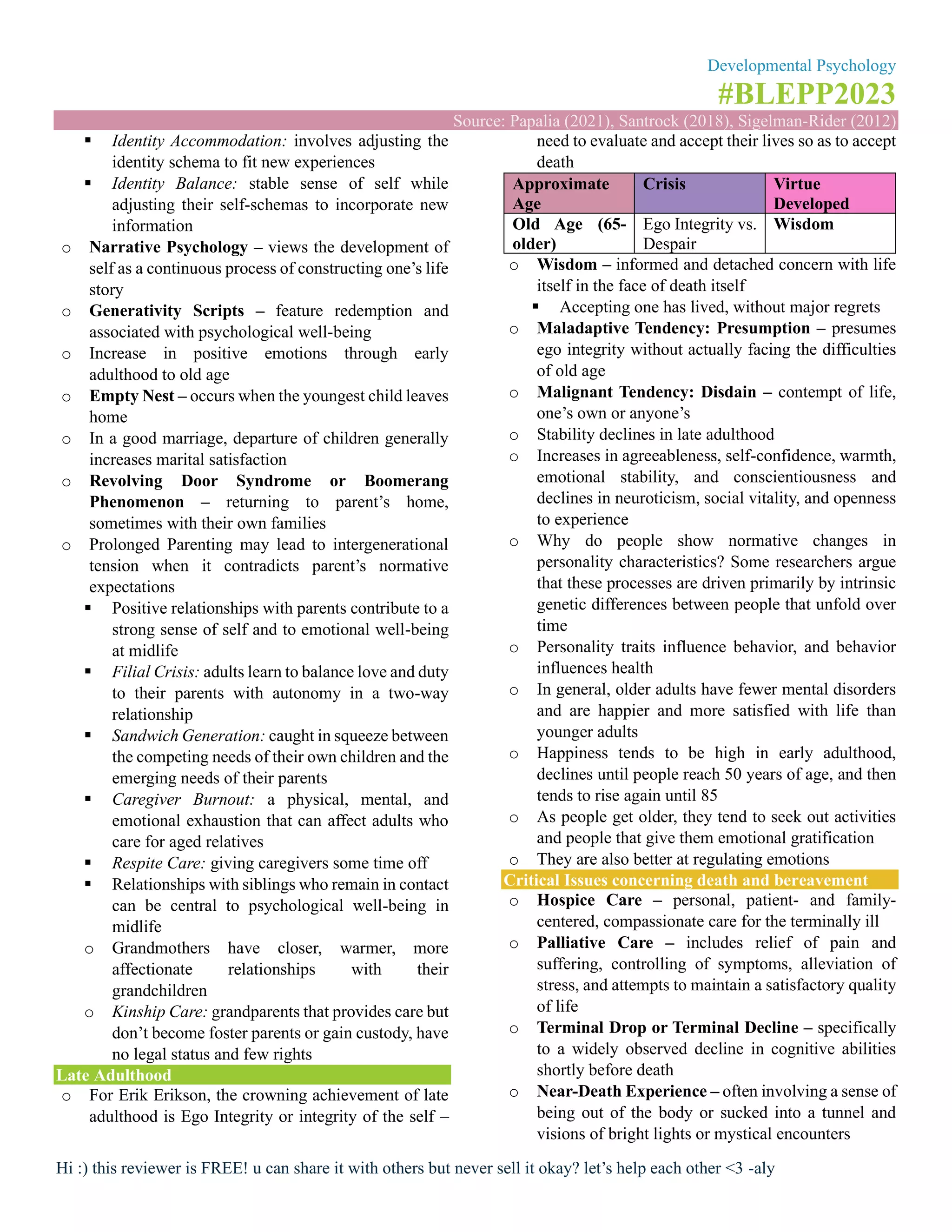 BLEPP Reviewer - Developmental Psychology | PDF