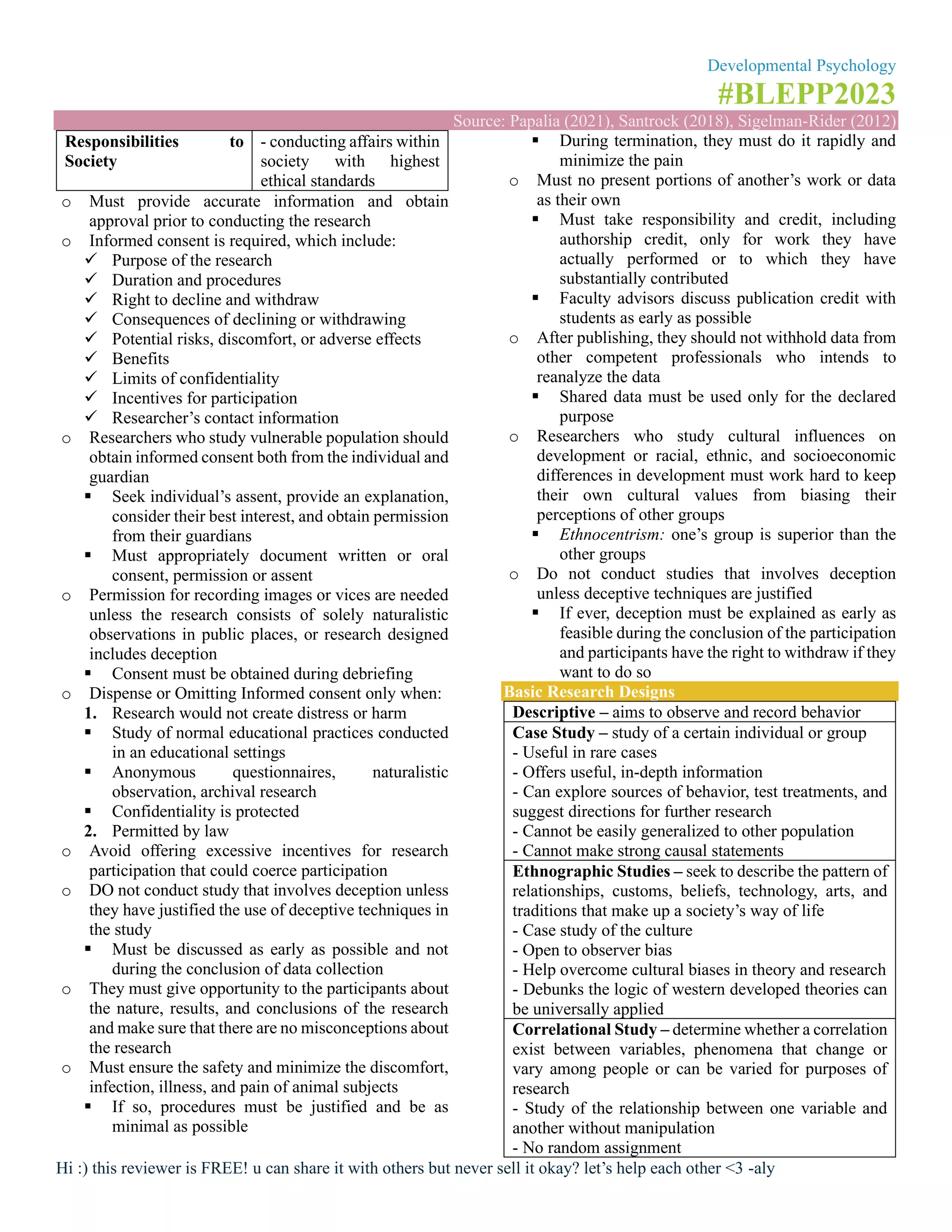 BLEPP Reviewer - Developmental Psychology | PDF