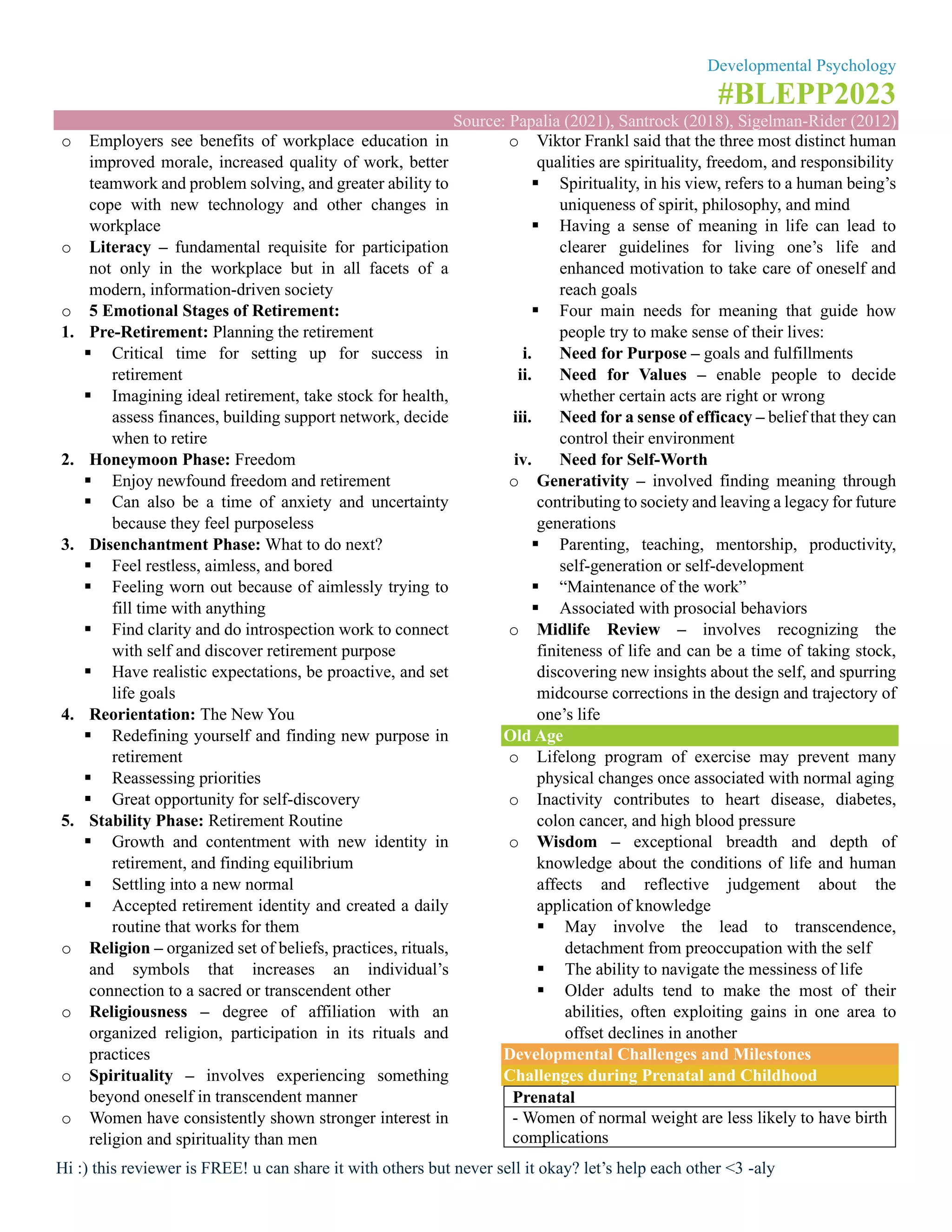 BLEPP Reviewer - Developmental Psychology | PDF