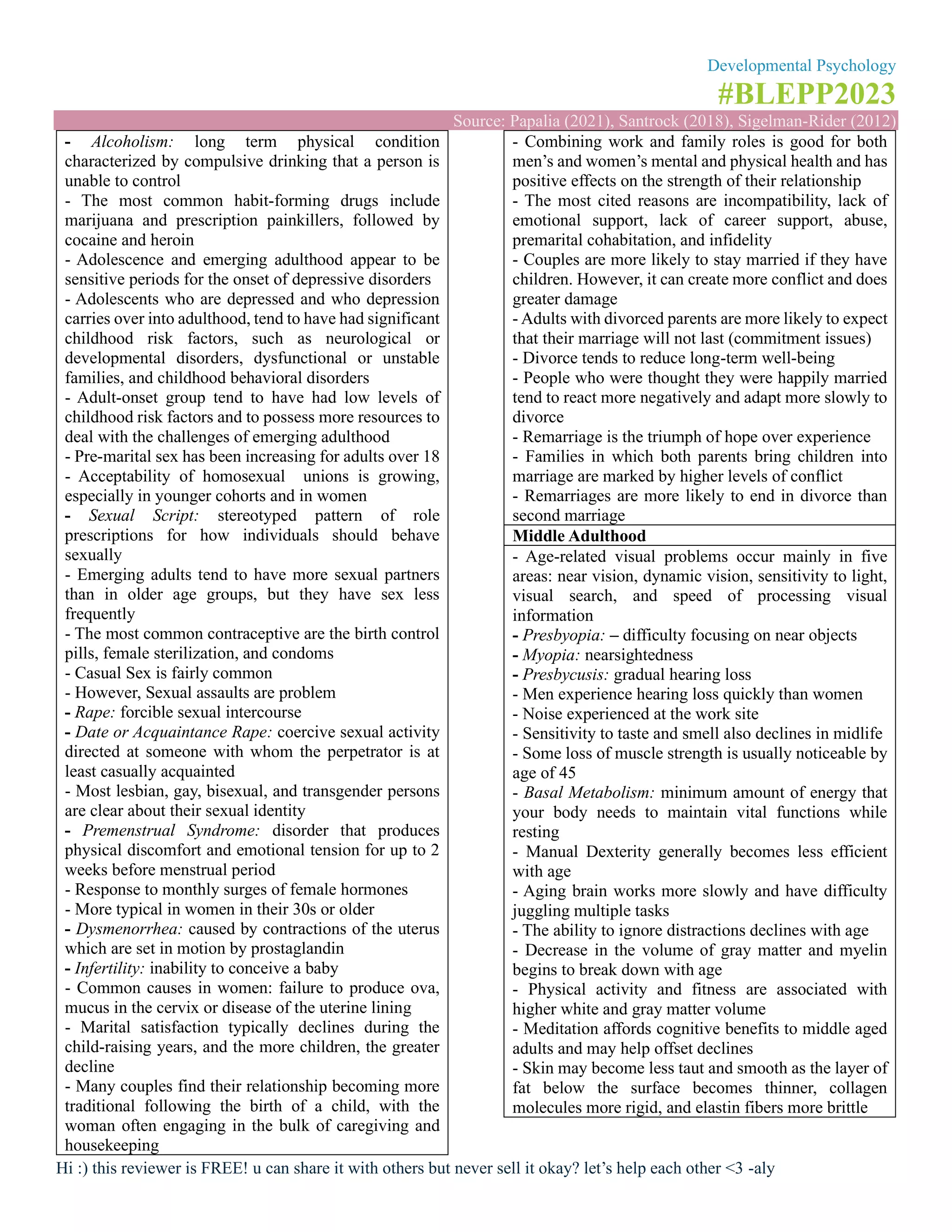BLEPP Reviewer - Developmental Psychology | PDF