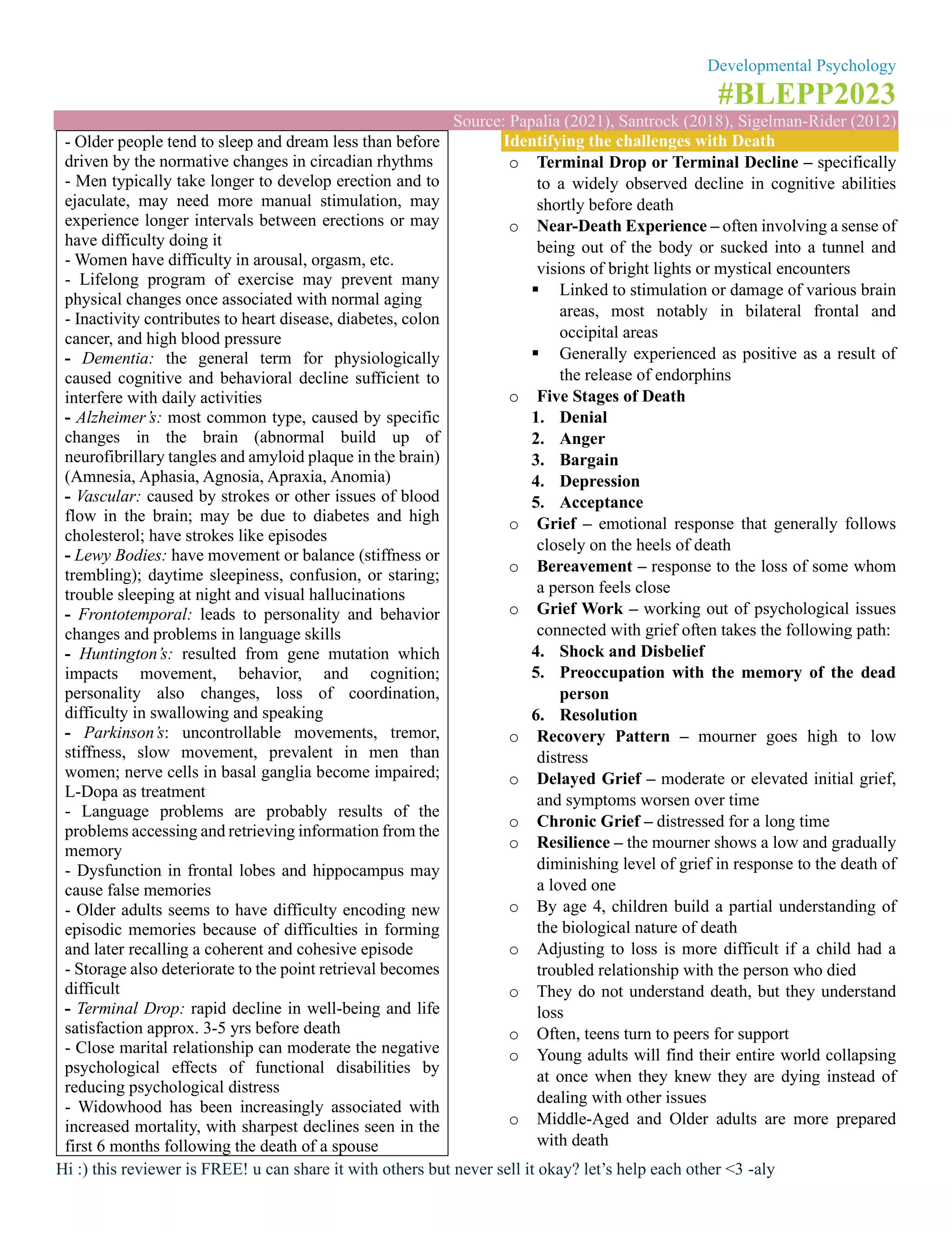 BLEPP Reviewer - Developmental Psychology | PDF