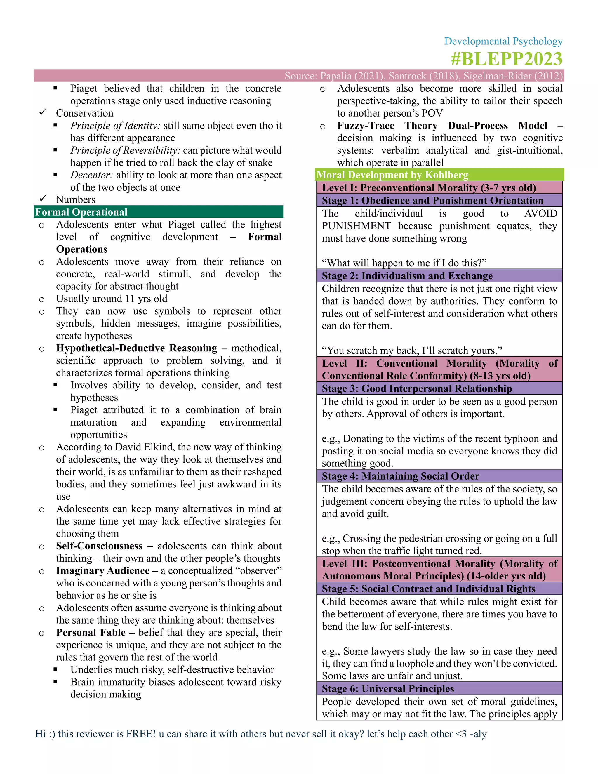 BLEPP Reviewer - Developmental Psychology | PDF